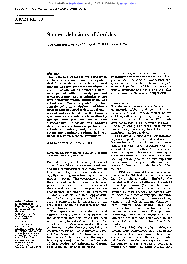 (PDF) Shared delusions of doubles