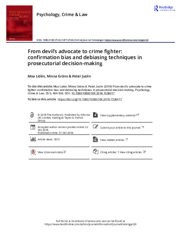 (PDF) From devil’s advocate to crime fighter: confirmation bias and ...