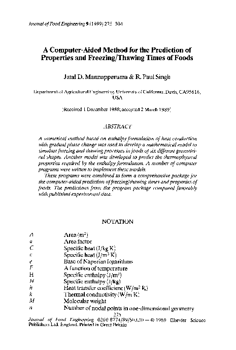 (PDF) A computer-aided method for the prediction of properties and freezing/thawing times of ...