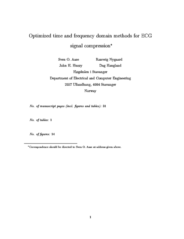 (PDF) Optimised Time- and Frequency-Domain Methods for ECG Signal Compression