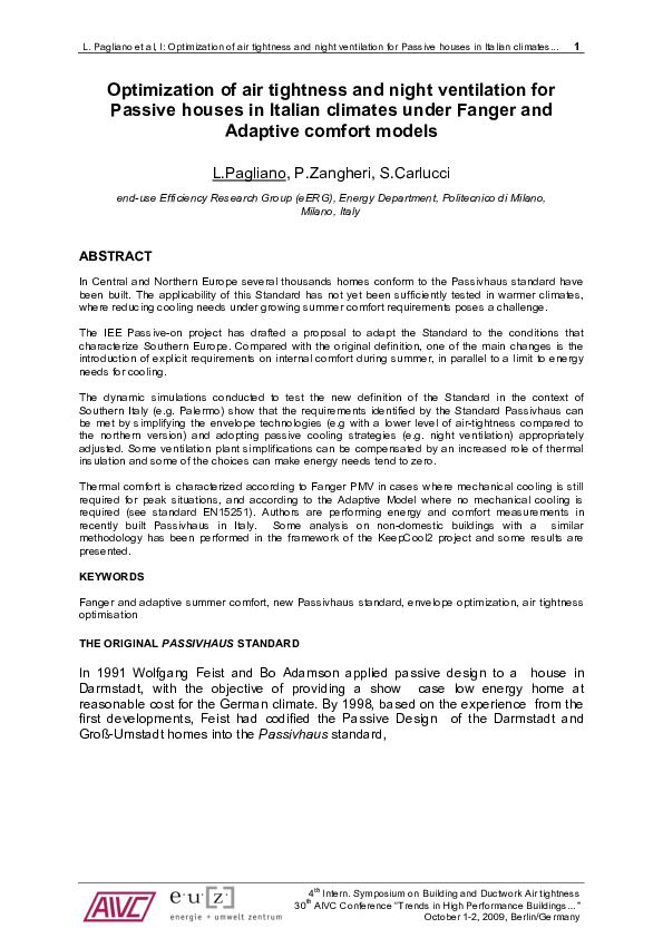 (PDF) Optimization of air tightness and night ventilation for Passive ...