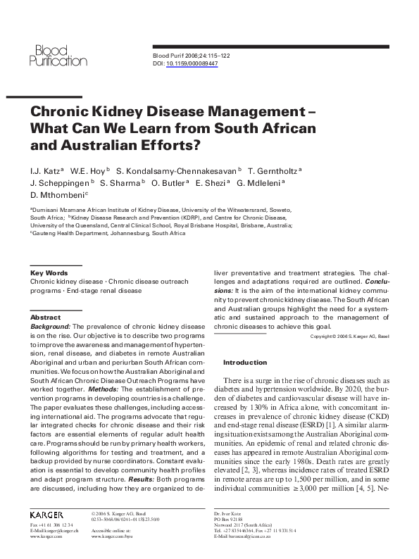(PDF) Chronic Kidney Disease Management – What Can We Learn from South ...