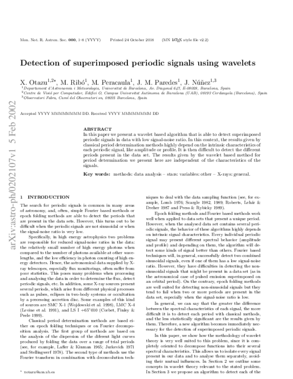 (PDF) Detection of superimposed periodic signals using wavelets | Marta Peracaula - Academia.edu