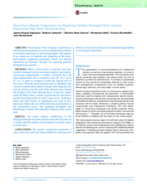 (PDF) Short burst bipolar coagulation for repairing of partially ...