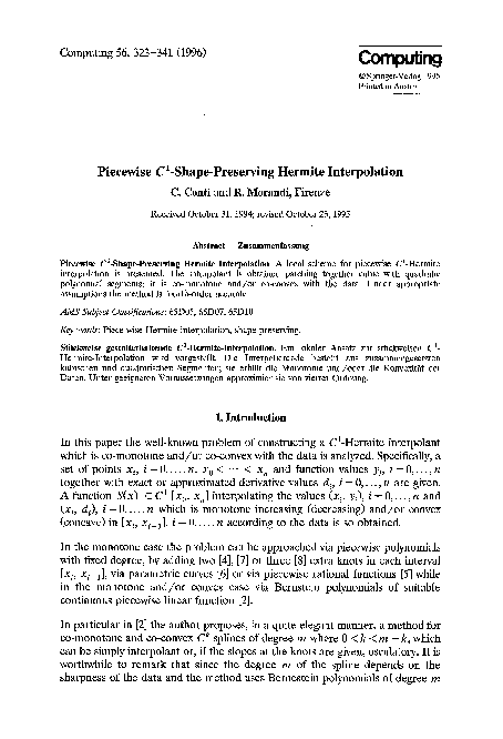 (PDF) PiecewiseC 1-shape-preserving Hermite interpolation