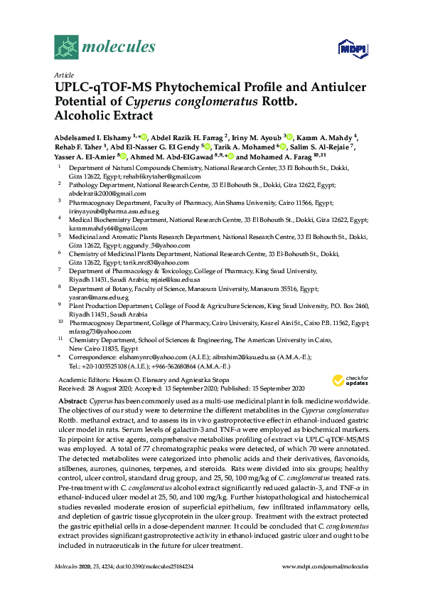 (PDF) UPLC-qTOF-MS Phytochemical Profile and Antiulcer Potential of ...