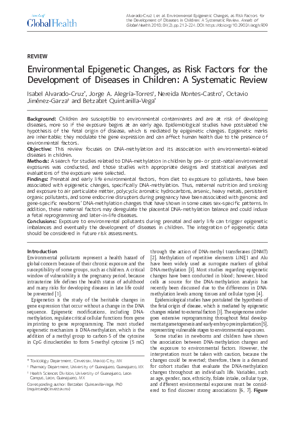 (PDF) Environmental Epigenetic Changes, as Risk Factors for the ...