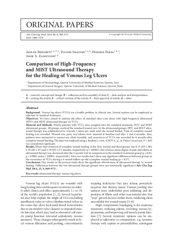 (PDF) Comparison of High-Frequency and MIST Ultrasound Therapy for the ...