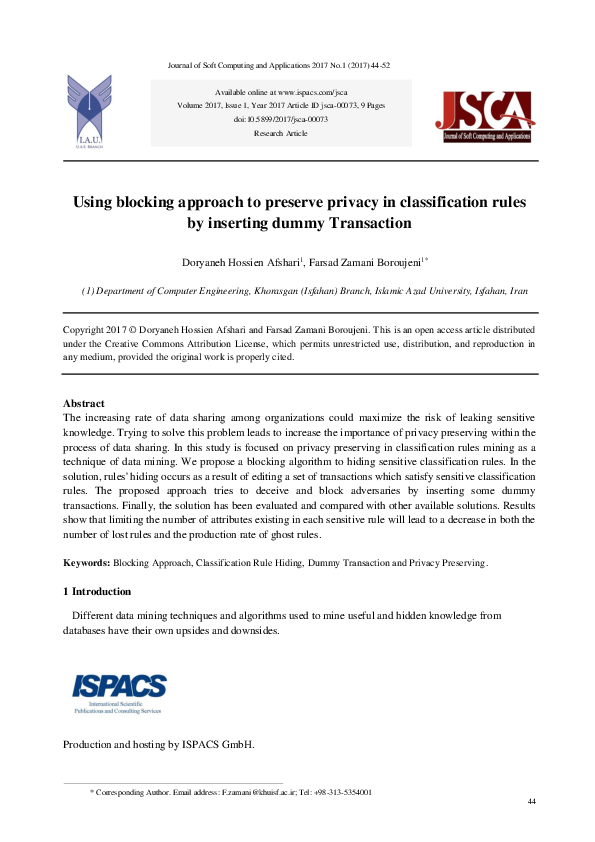 (PDF) Using blocking approach to preserve privacy in classification ...