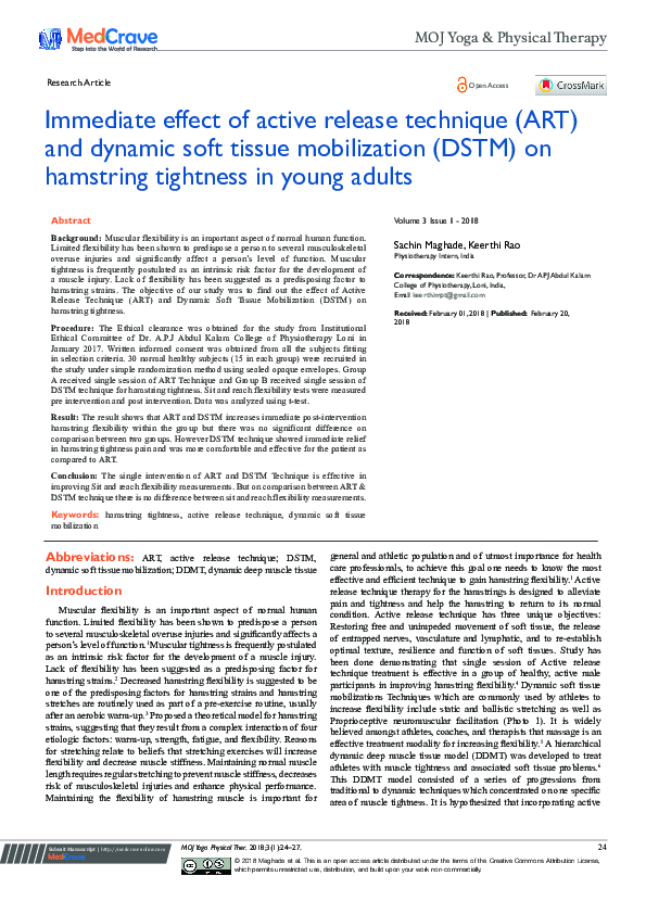 (PDF) Immediate Effect of Active Release Technique (ART) and Dynamic ...
