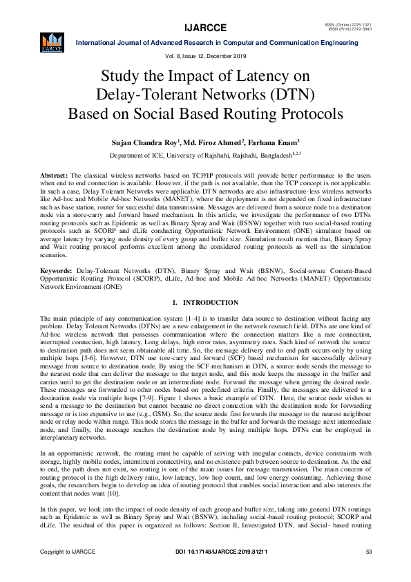 (PDF) Study the Impact of Latency on Delay-Tolerant Networks (DTN) Based on Social Based Routing ...