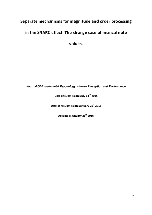 (PDF) A SNARC-like effect for music tempo | Giulio Baldassi - Academia.edu