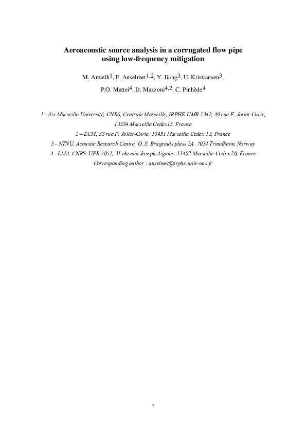 (PDF) Aeroacoustic source analysis in a corrugated flow pipe using low-frequency mitigation