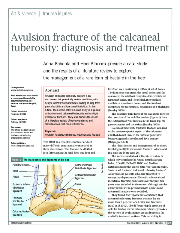 (PDF) Avulsion fracture of the calcaneal tuberosity: diagnosis and ...