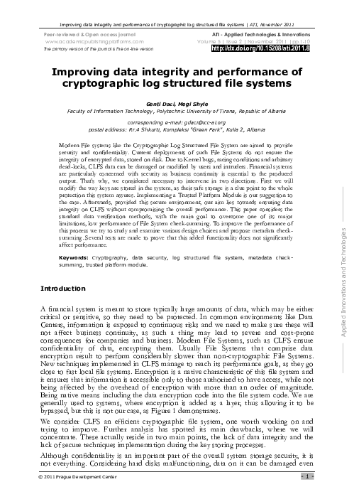 (PDF) Improving data integrity and performance of cryptographic log structured file systems