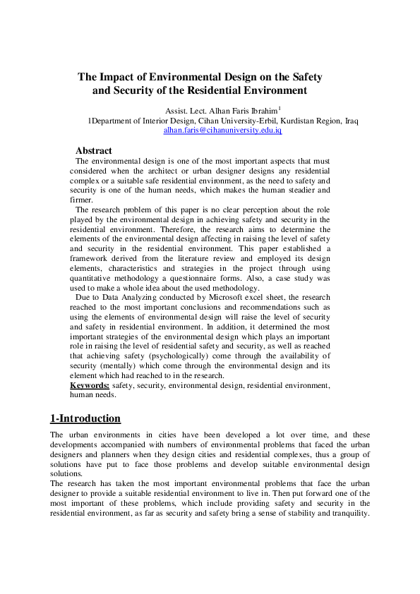 (PDF) The Impact of Environmental Design on the Safety and Security of ...