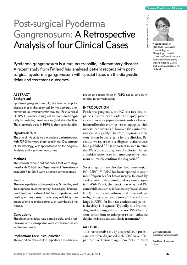 (PDF) Post-surgical Pyoderma Gangrenosum: A Retrospective Analysis of four Clinical Cases