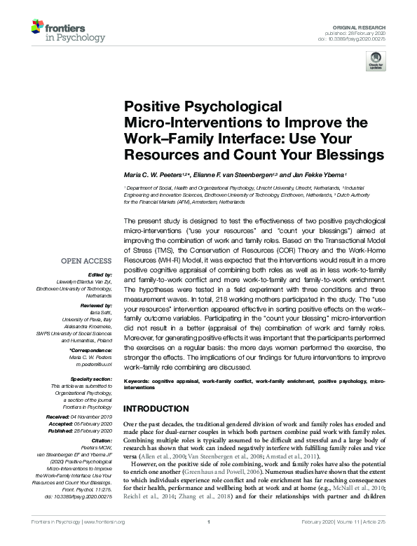 (PDF) Positive Psychological Micro-Interventions to Improve the Work ...