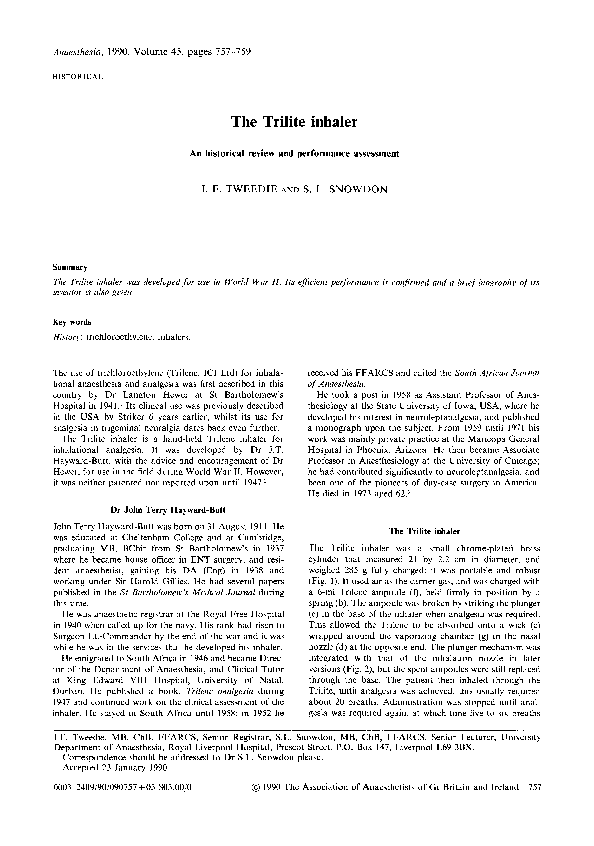 (PDF) The Trilite inhaler. An historical review and performance assessment