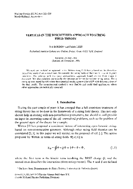 (PDF) Vertices in the discretized approach to string field theory