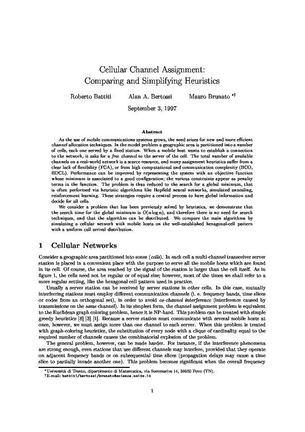 (PDF) Cellular channel assignment: Comparing and simplifying heuristics