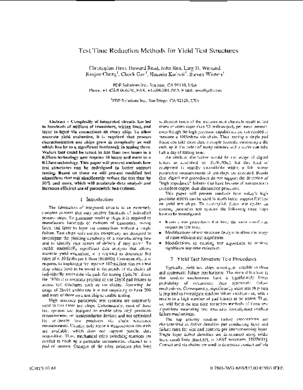 (PDF) Test time reduction methods for yield test structures