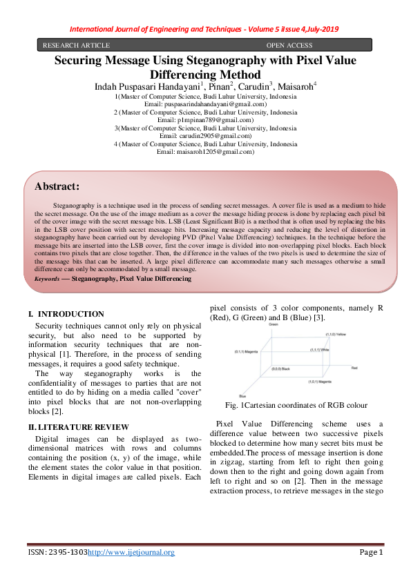Pdf Securing Message Using Steganography With Pixel Value Differencing Method