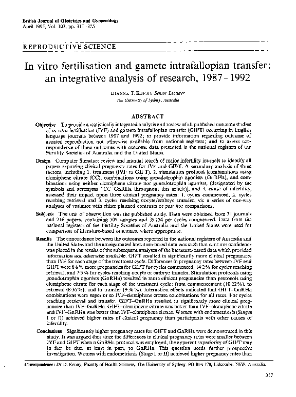 (PDF) In vitro fertilisation (IVF) and gamete IntraFallopian transfer ...
