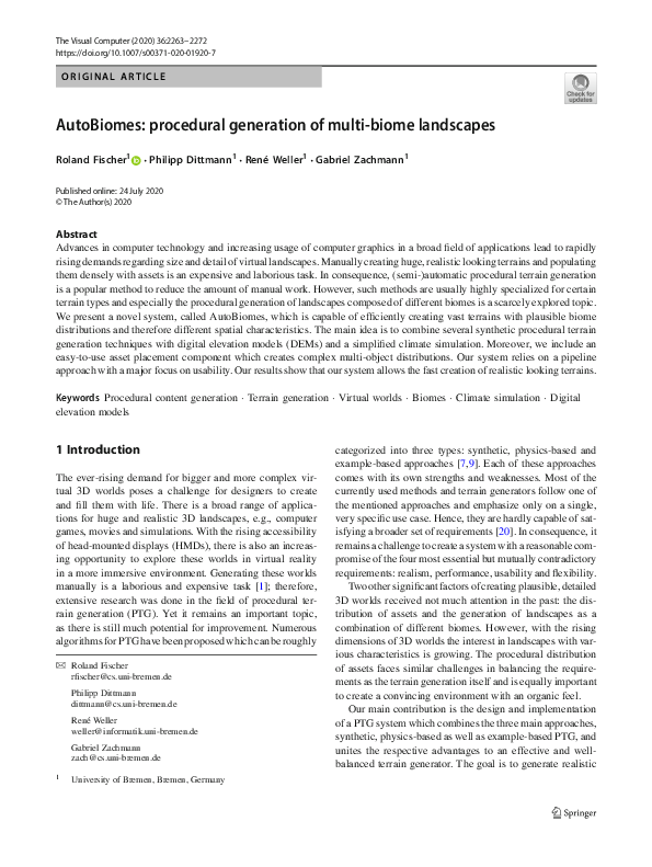 (PDF) AutoBiomes: procedural generation of multi-biome landscapes