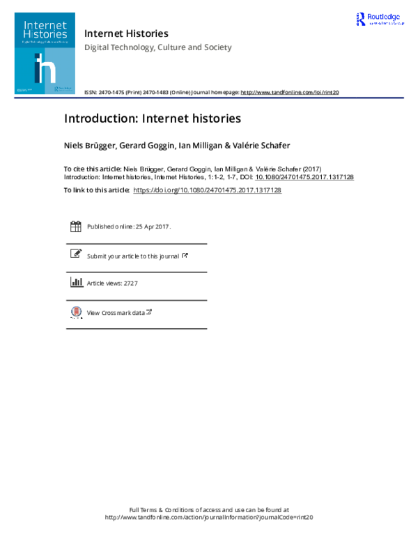 (PDF) Introduction: Internet histories