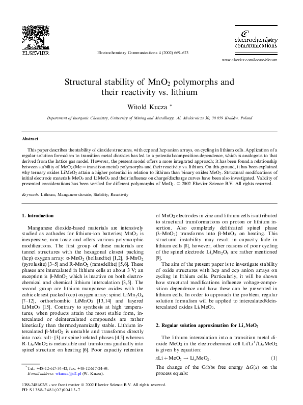 (PDF) Structural stability of MnO2 polymorphs and their reactivity vs ...