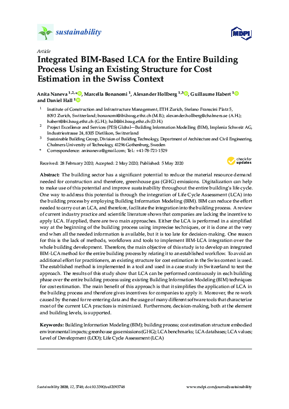(PDF) Integrated BIM-Based LCA for the Entire Building Process Using an ...
