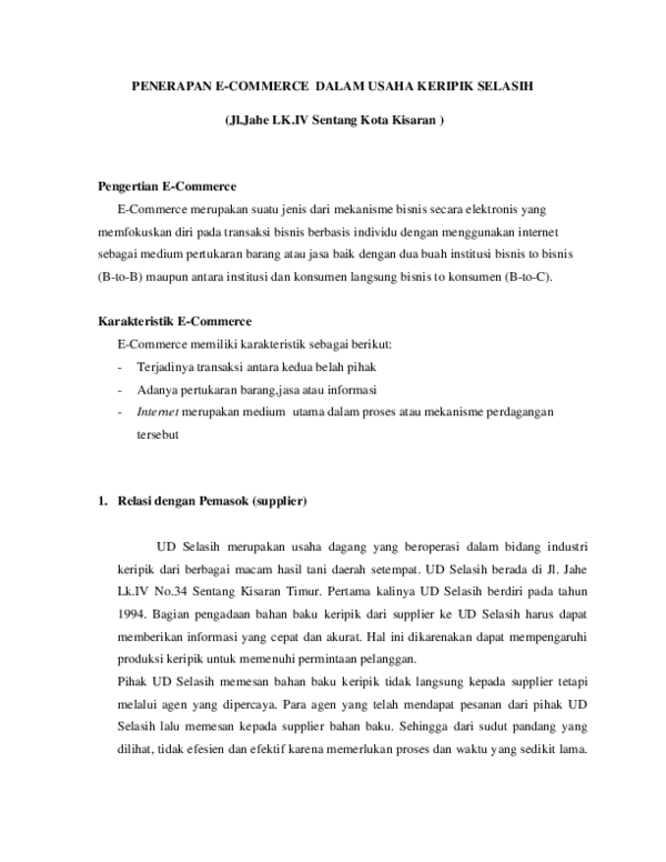 (PDF) PENERAPAN E-COMMERCE DALAM USAHA KERIPIK SELASIH