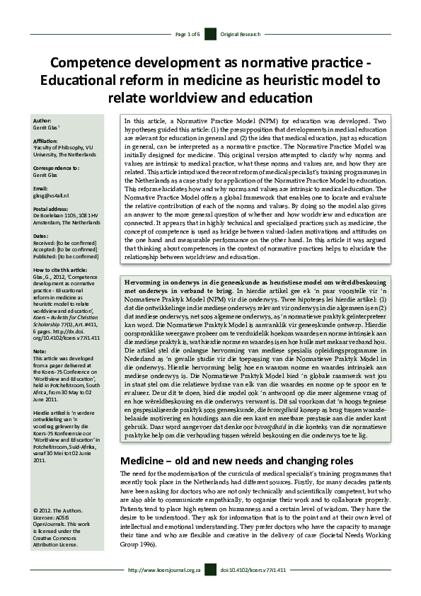 (PDF) Competence development as normative practice - Educational reform ...