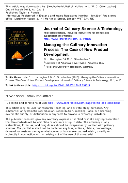 (PDF) Managing the culinary innovation process: The case of new product ...