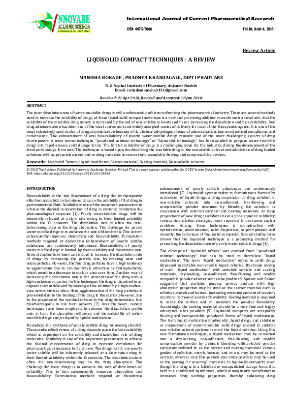 (PDF) Liquisolid Compact Techniques: A Review