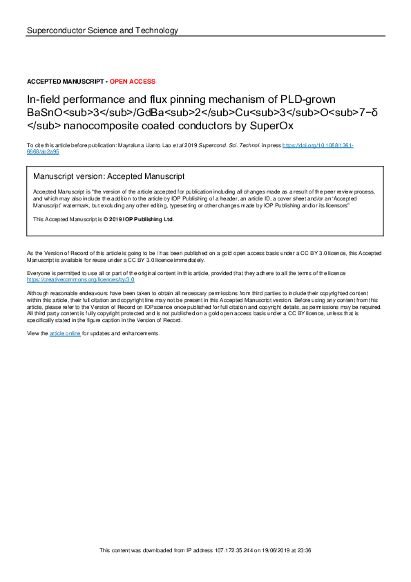 (PDF) In-field performance and flux pinning mechanism of PLD-grown ...