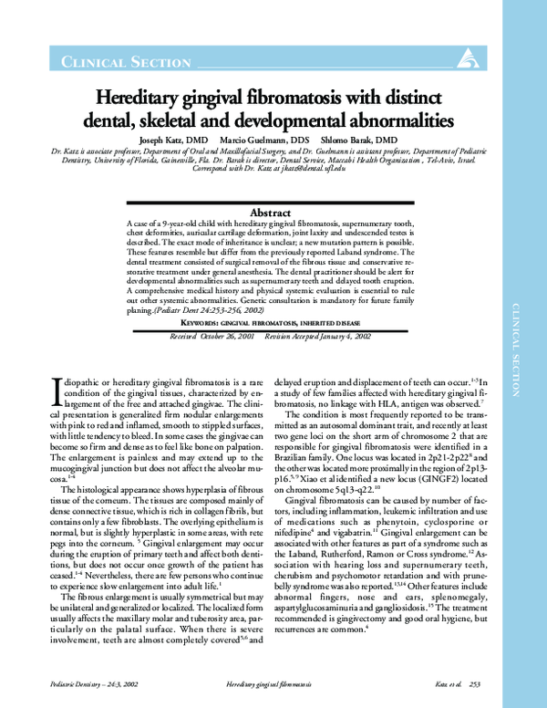 (PDF) Hereditary Gingival Fibromatosis with Distinctive Facies