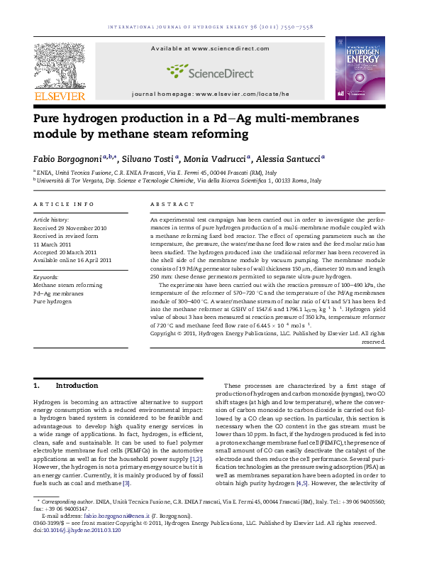 (PDF) Pure hydrogen production in a Pd–Ag multi-membranes module by ...