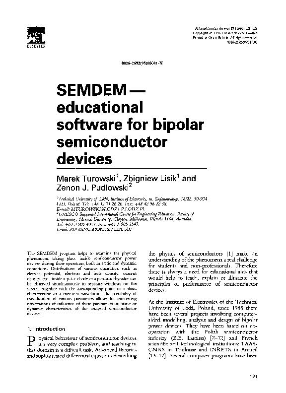 (PDF) SEMDEM — educational software for bipolar semiconductor devices