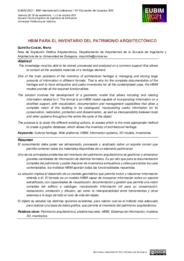 (PDF) HBIM PARA EL INVENTARIO DEL PATRIMONIO ARQUITECTÓNICO