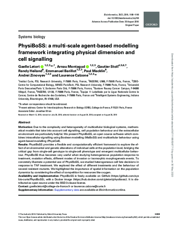 (PDF) PhysiBoSS: a multi-scale agent-based modelling framework integrating physical dimension ...