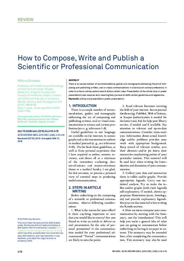 (PDF) How to Compose, Write and Publish a Scientific or Professional ...