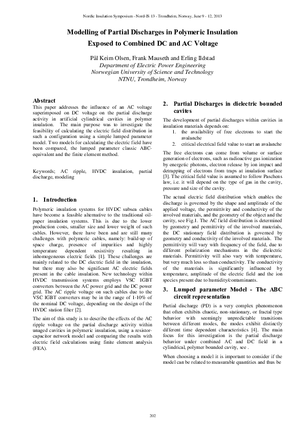 (PDF) Modelling of Partial Discharges in Polymeric Insulation Exposed ...