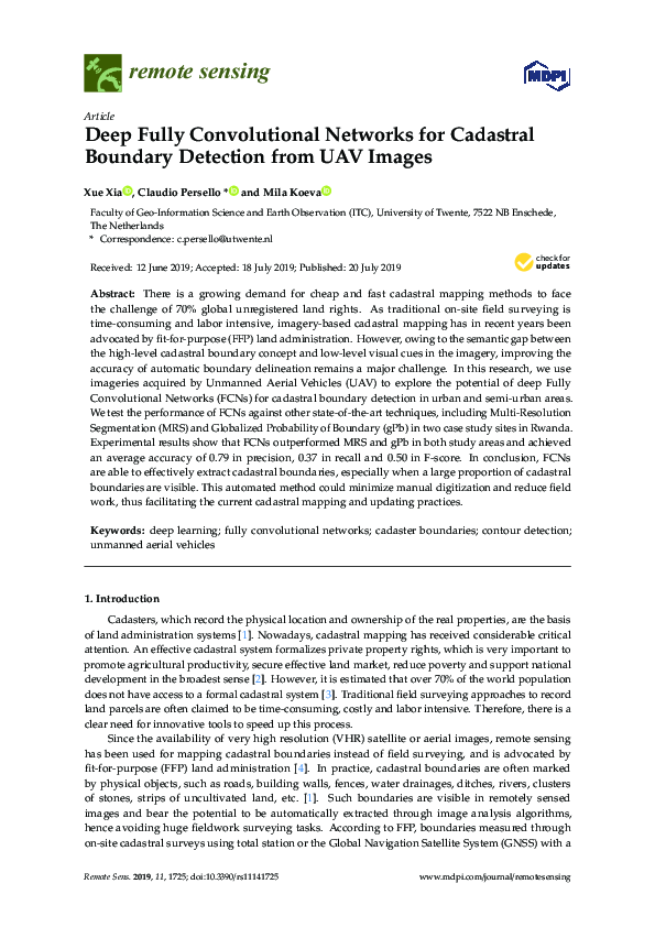 (PDF) Deep Fully Convolutional Networks for Cadastral Boundary Detection from UAV Images