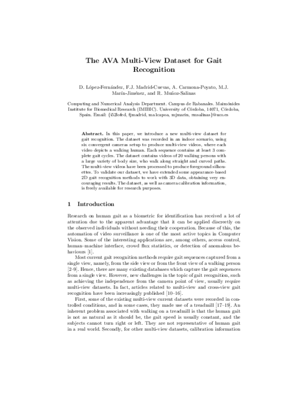 (PDF) The AVA Multi-View Dataset for Gait Recognition