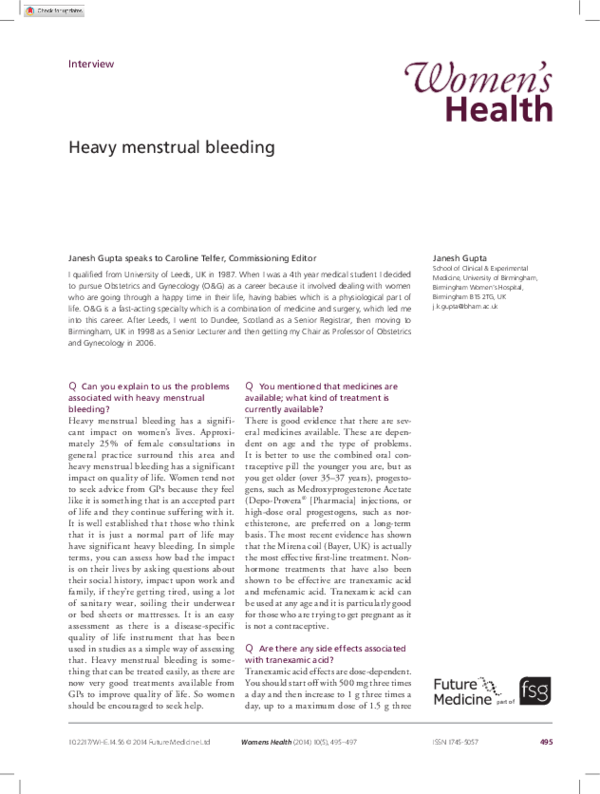 (PDF) Heavy menstrual bleeding