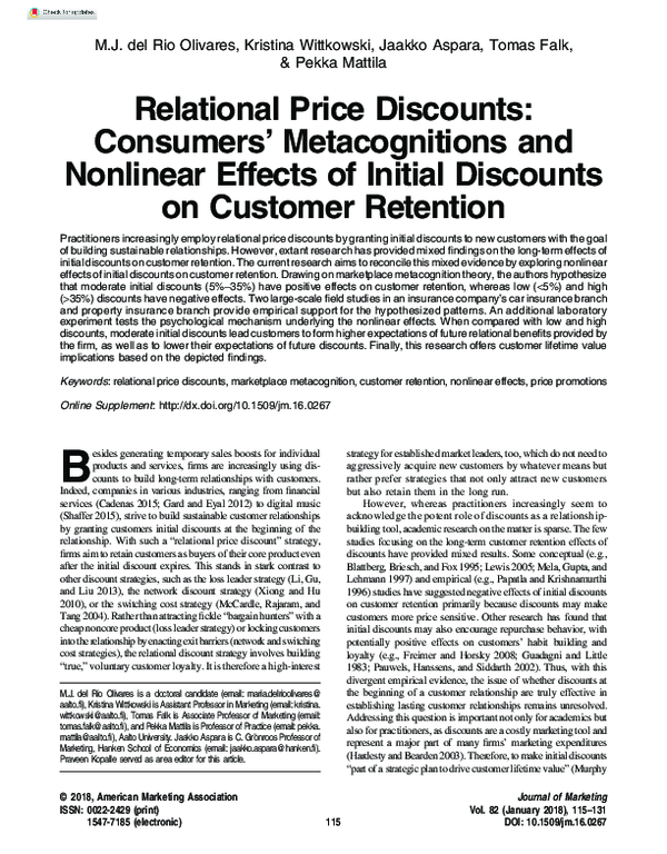 (PDF) Relational Price Discounts: Consumers’ Metacognitions and ...