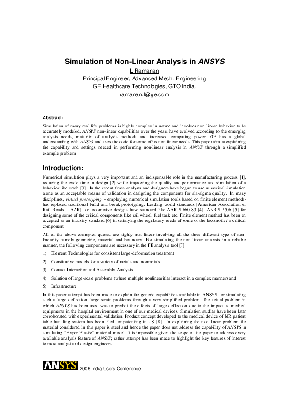 Pdf Cae Simulation Of Non Linear Analysis Modeling Of Material