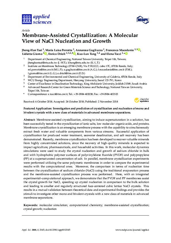 (PDF) Membrane-Assisted Crystallization: A Molecular View of NaCl ...